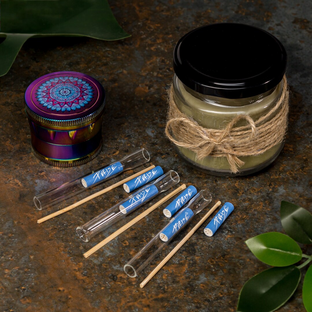 Glass Pipe With Herb Grinder and Beeswax Candle - Etsy