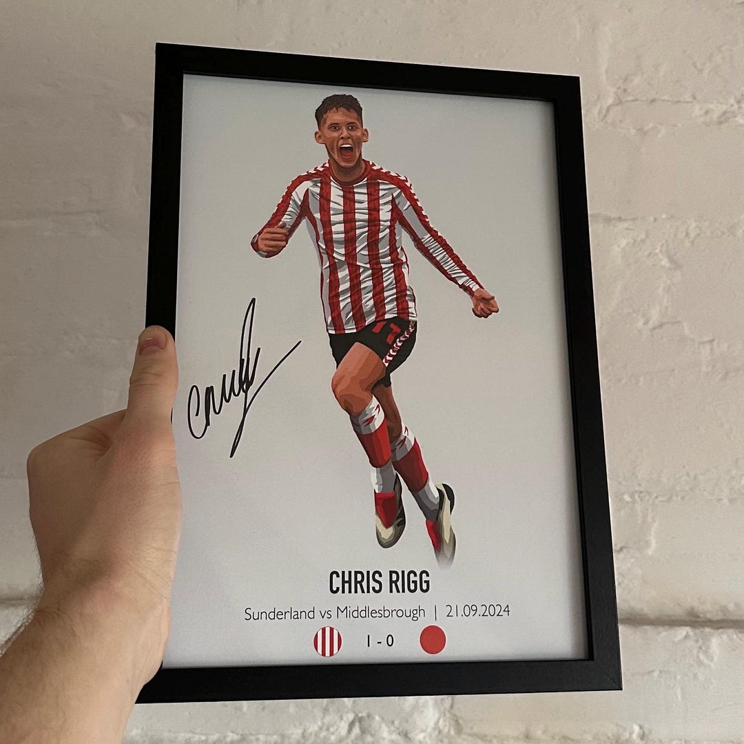 HAND SIGNED by Chris Rigg Hand Drawing Print | Sunderland Hand Drawn ...