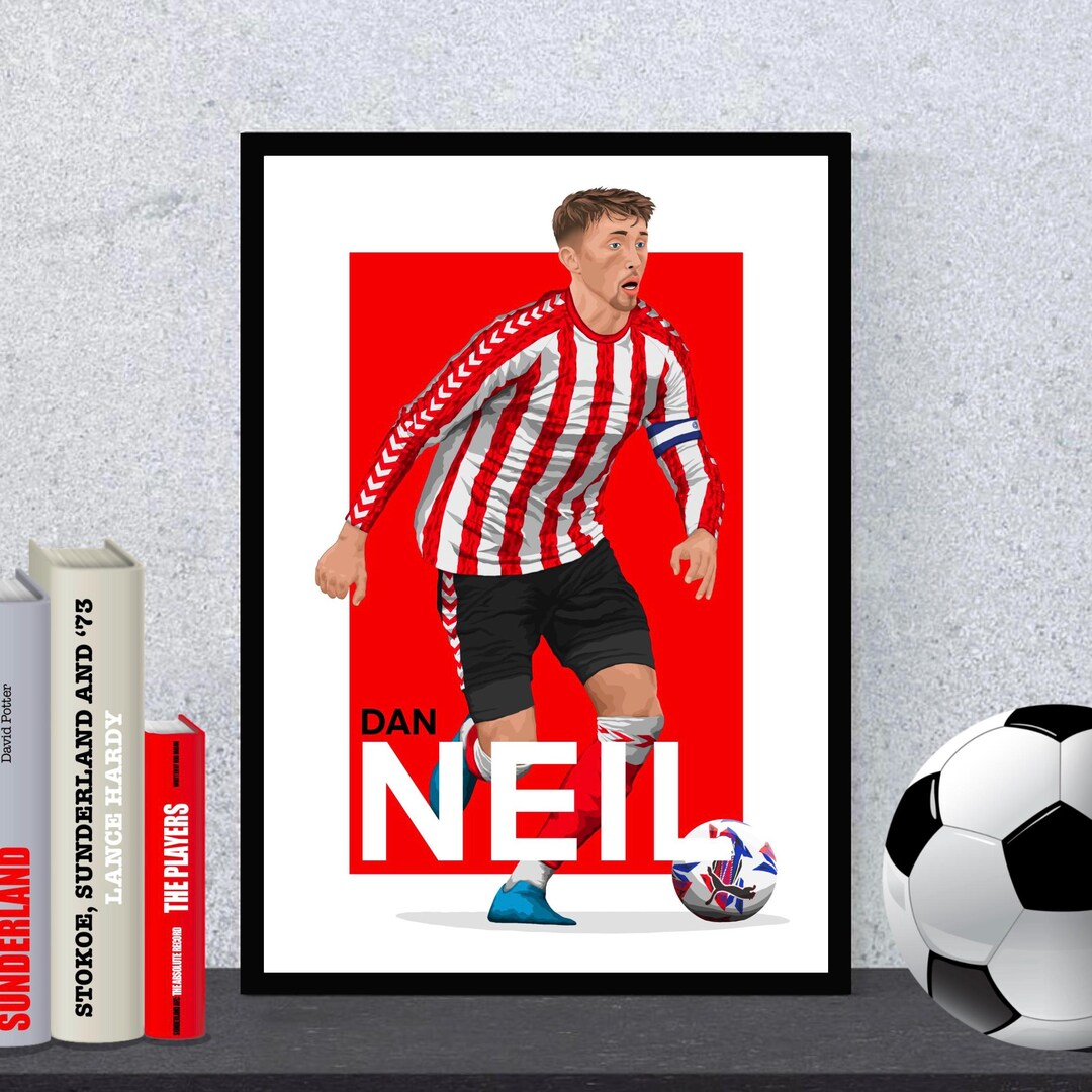 Dan Neil Hand Drawing Print Sunderland Hand Drawn Picture Football Gift ...