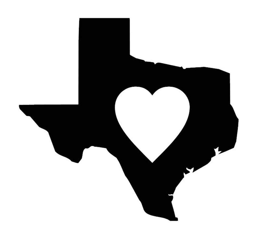 Texas State With Heart Decal Multiple Colors & Sizes Laptop-phone ...
