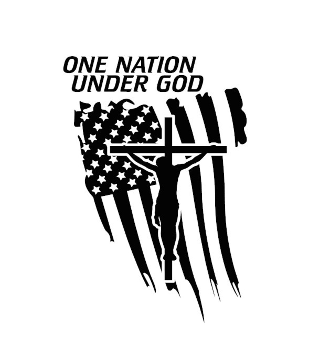One Nation Under God - With Cross Decal - Multiple Colors & Sizes ...