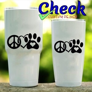 Peace - Love - Pet Paw Decal - Multiple Colors & Sizes - Laptop-phone ...