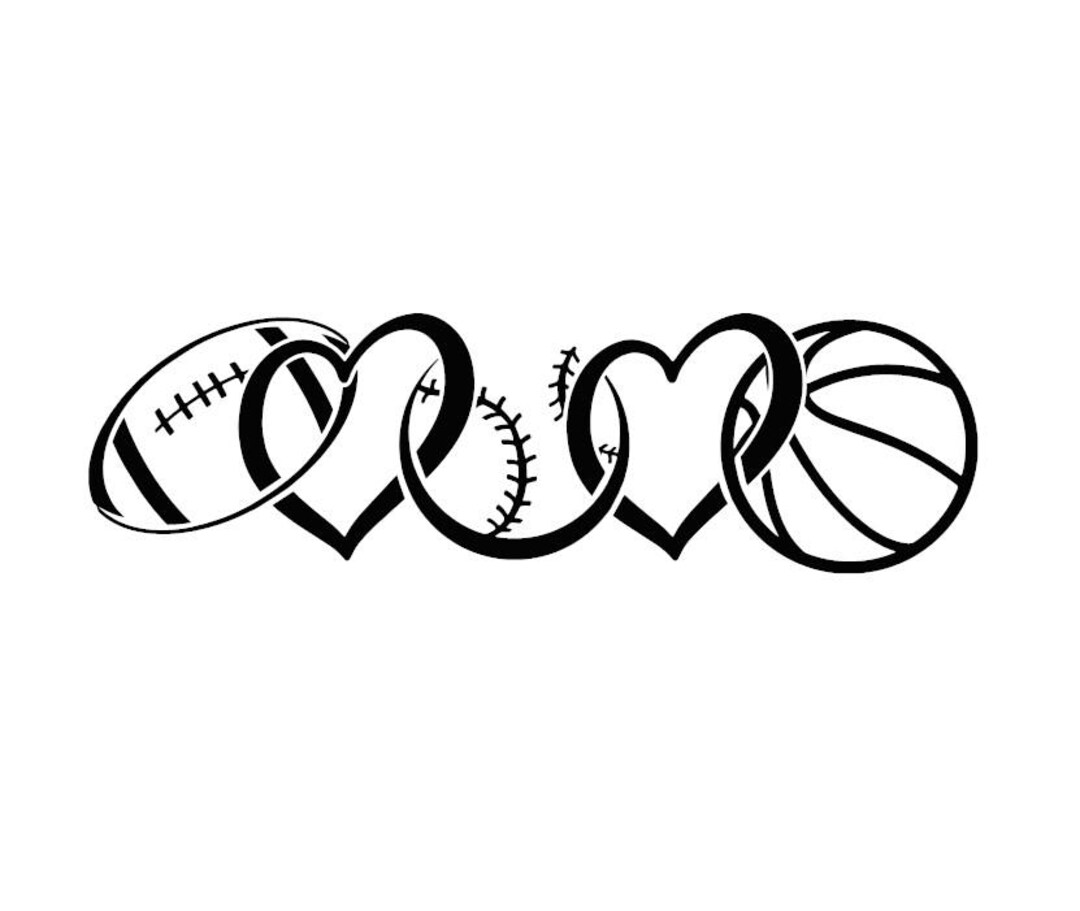 Love Football Baseball Basketball Decal - Multiple Colors & Sizes ...