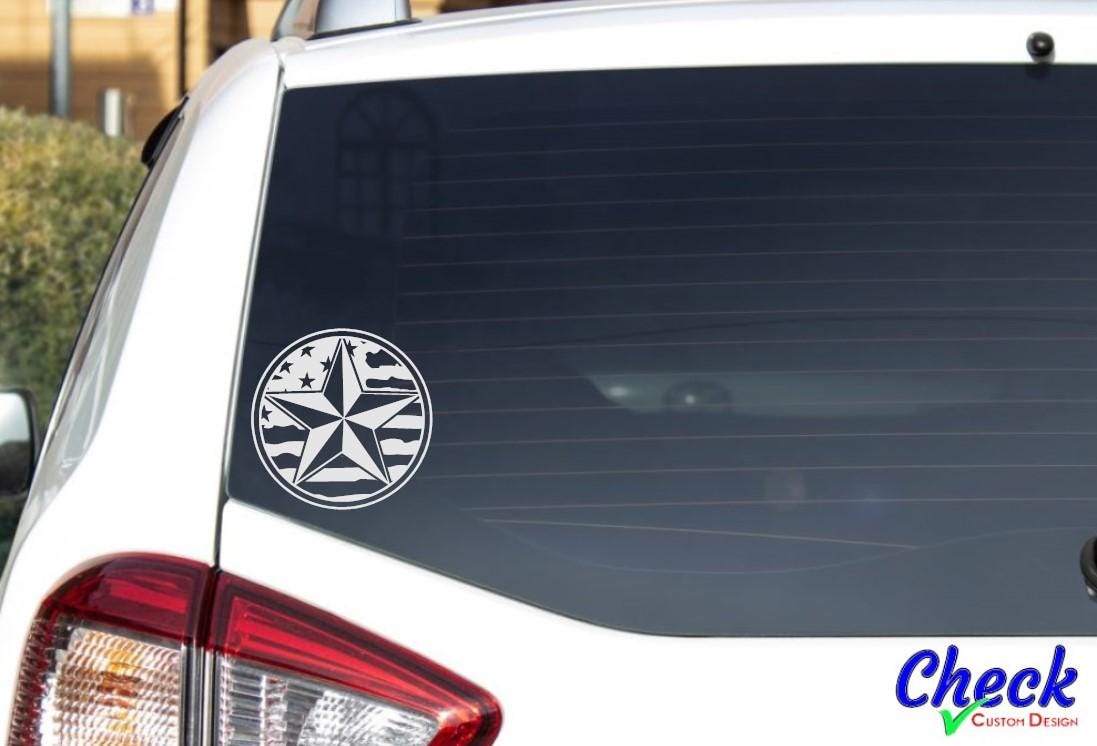 Texas Star With Rugged American Flag Decal - Multiple Colors & Sizes ...