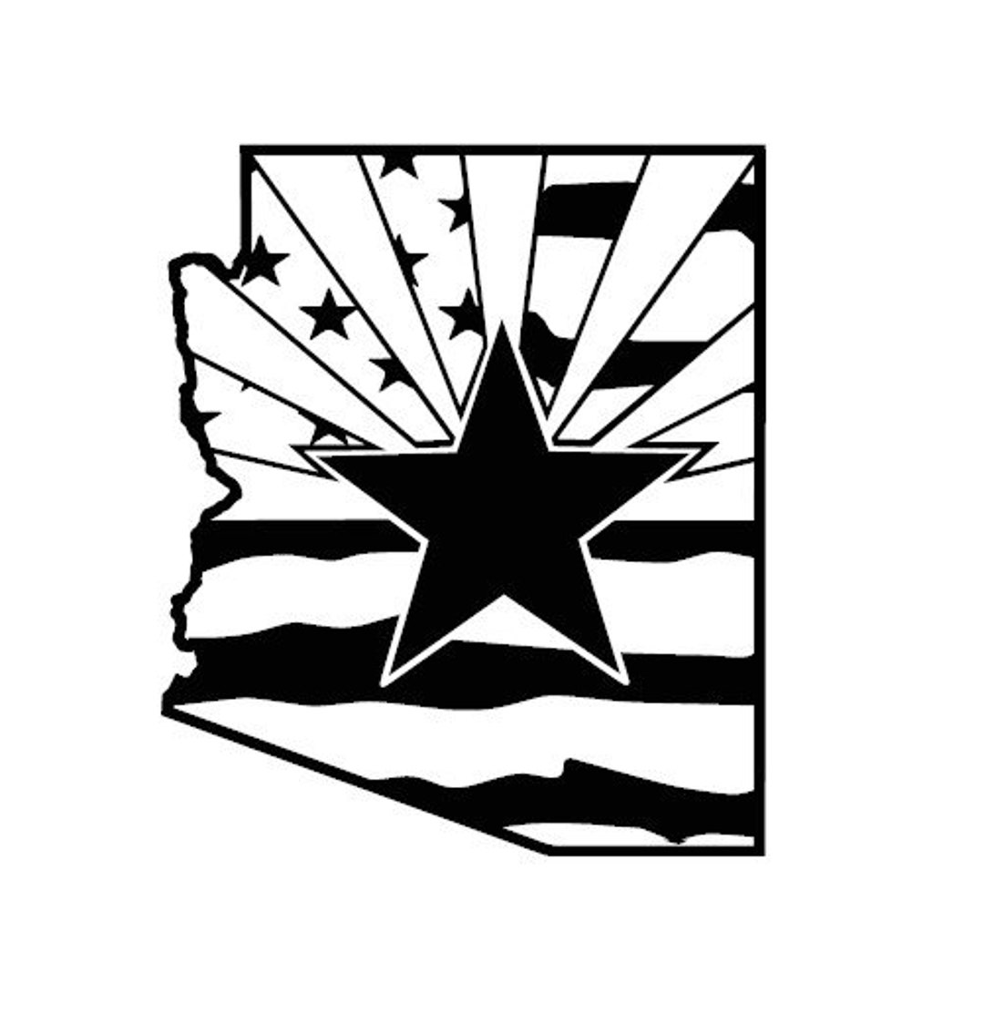 Rugged American Flag Shape of Arizona Decal - Multiple Colors & Sizes ...