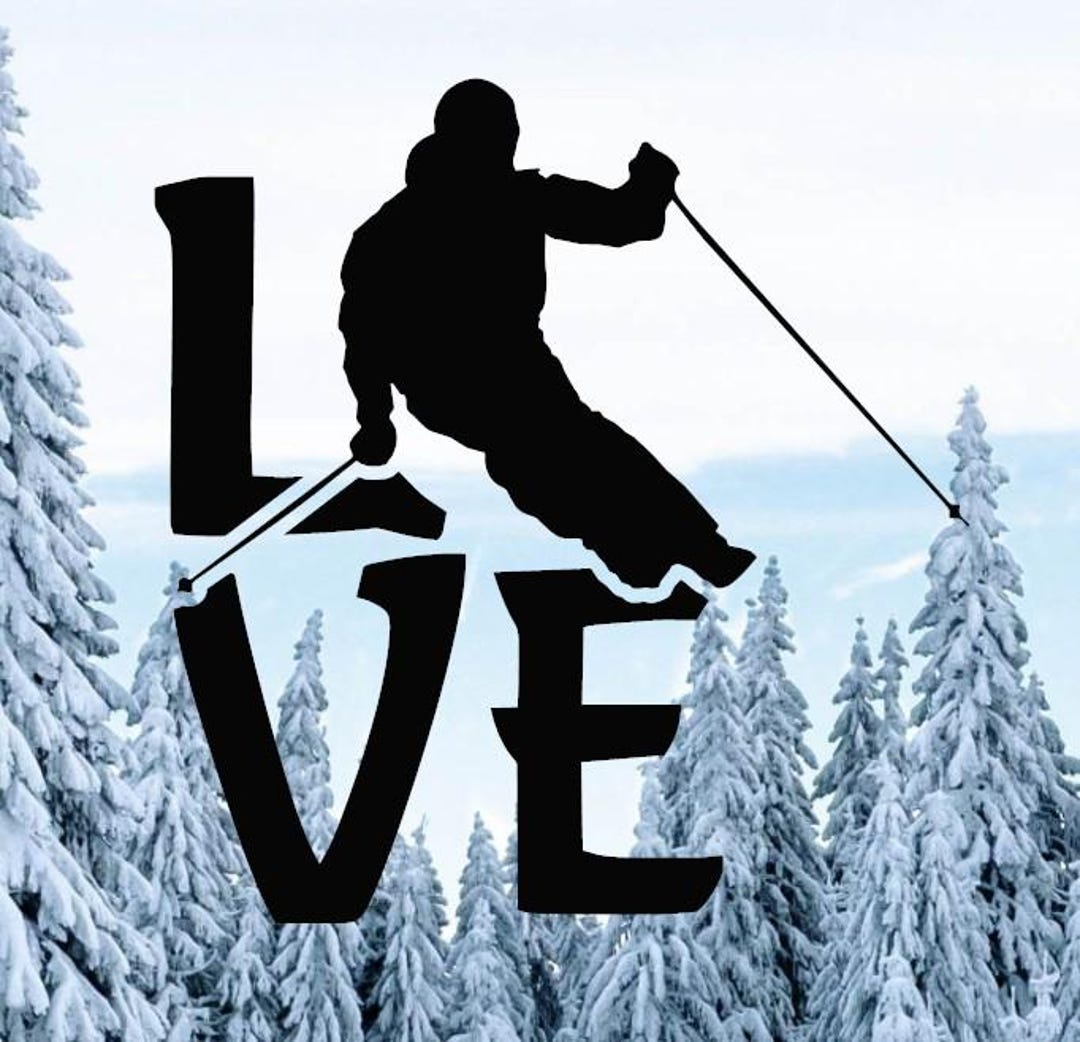 Love Snow Skiing Decal - Multiple Colors & Sizes - Laptop-phone-window ...
