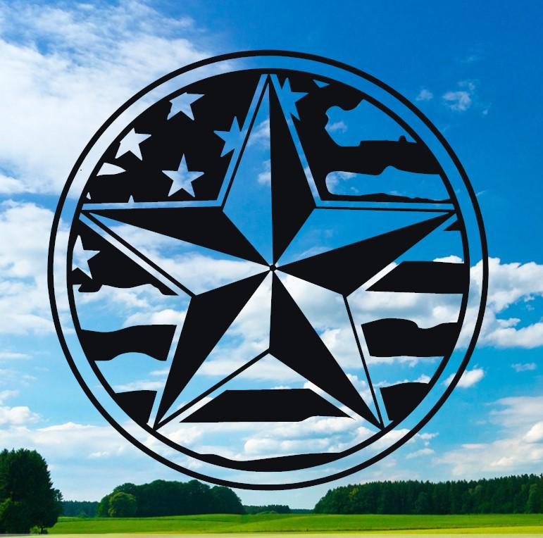 Texas Star With Rugged American Flag Decal - Multiple Colors & Sizes ...
