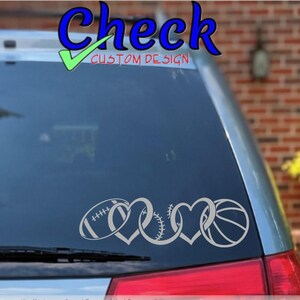 Love Football Baseball Basketball Decal - Multiple Colors & Sizes ...