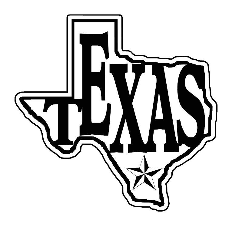 Texas State Outline With Star Decal - Multiple Colors & Sizes - Laptop ...