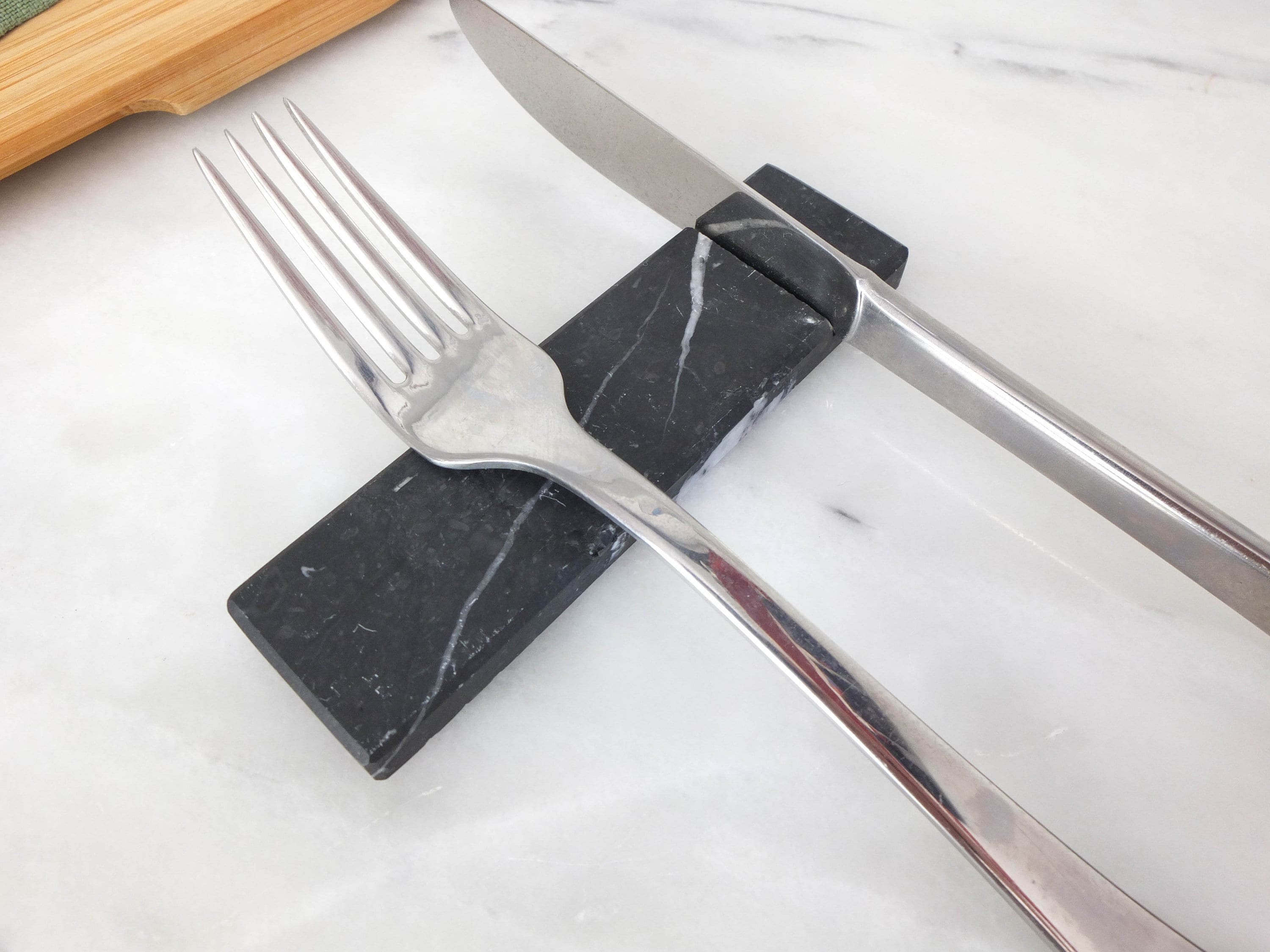 Fork Knife Rest Decor in White Marble, Elegant Cutlery Rest Set for ...