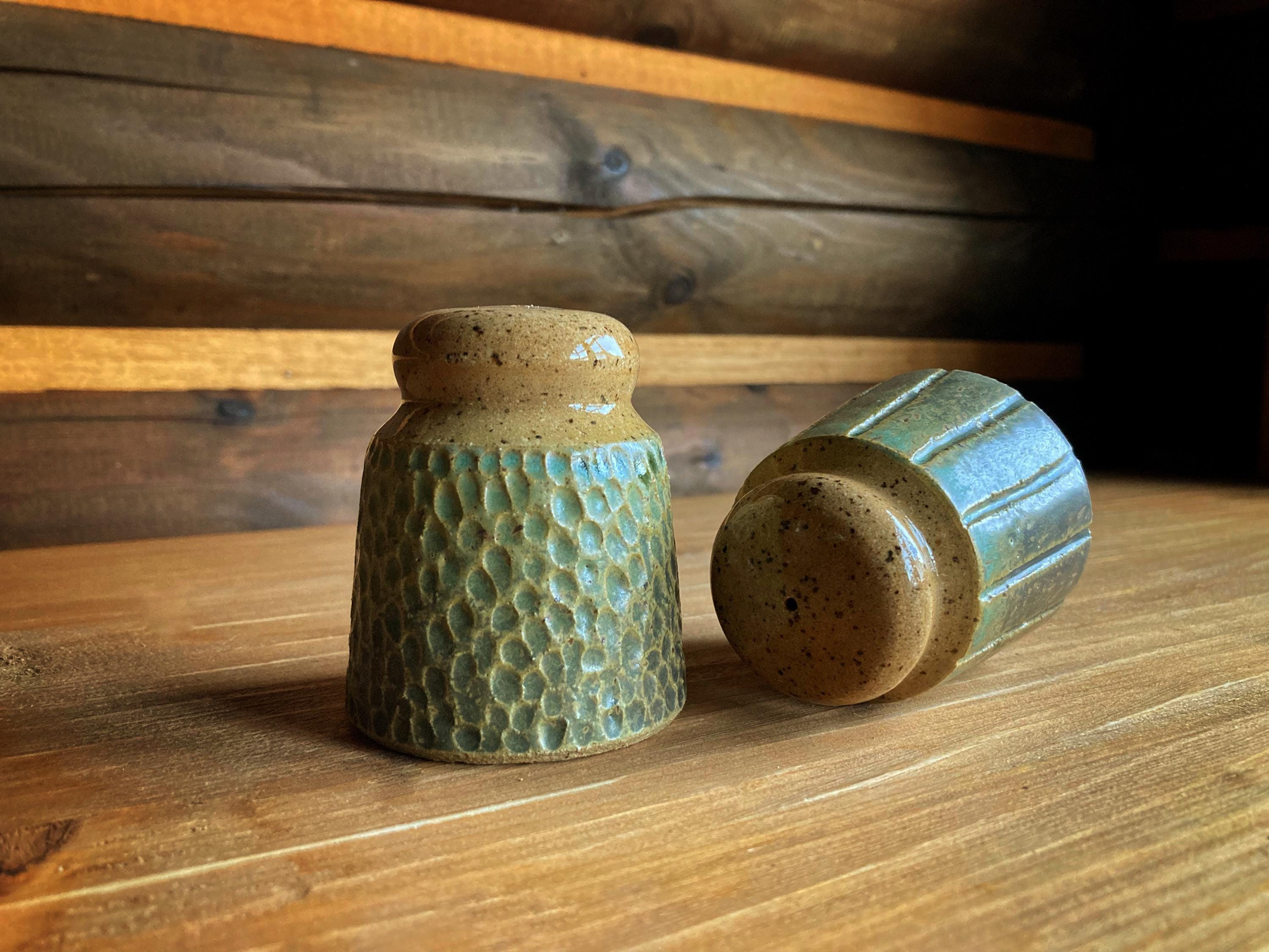 Handmade Salt and Pepper Shaker, 2 Pieces Set, Wheel Thrown, Ceramic ...