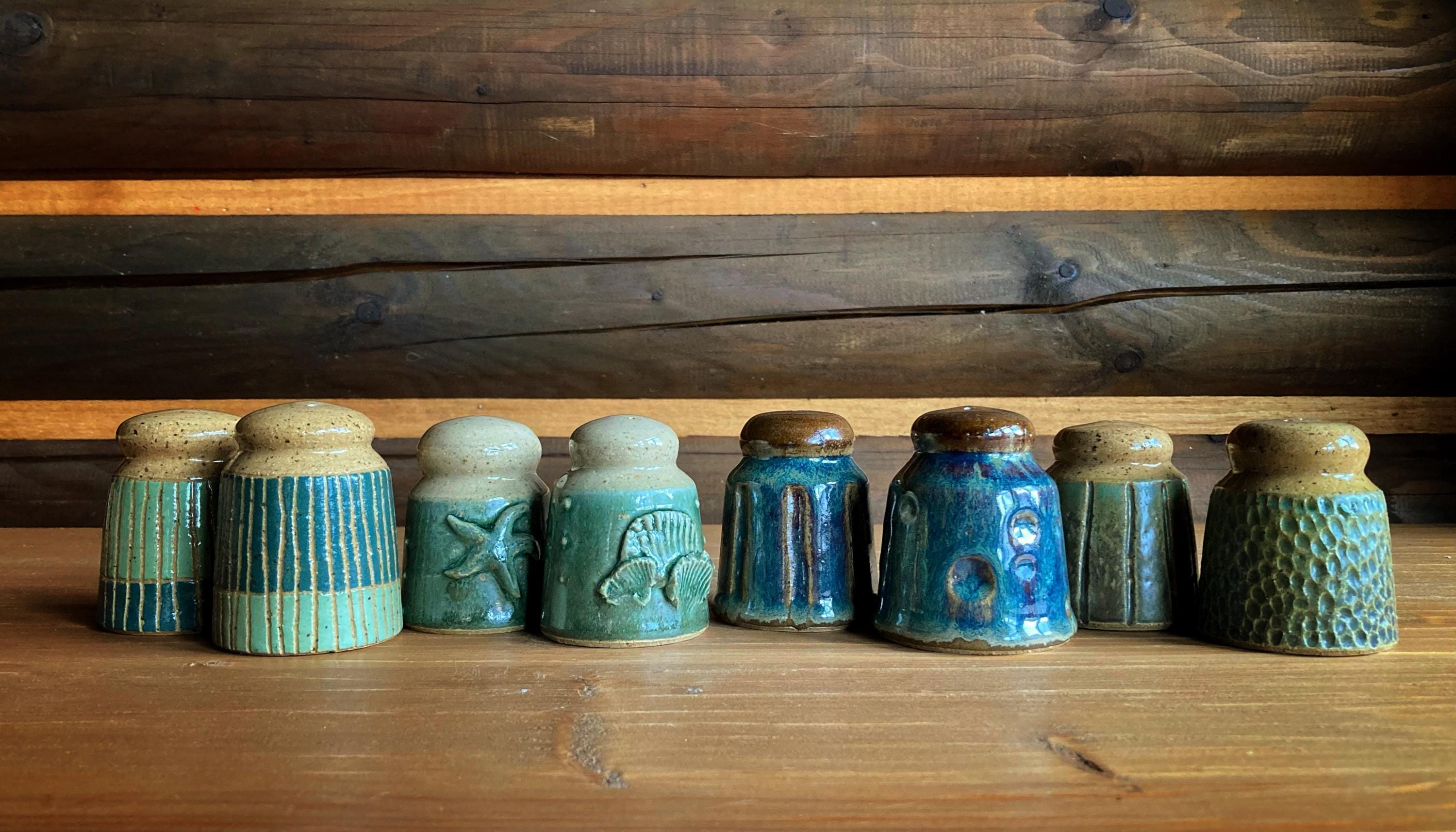 Handmade Salt and Pepper Shaker, 2 Pieces Set, Wheel Thrown, Ceramic ...