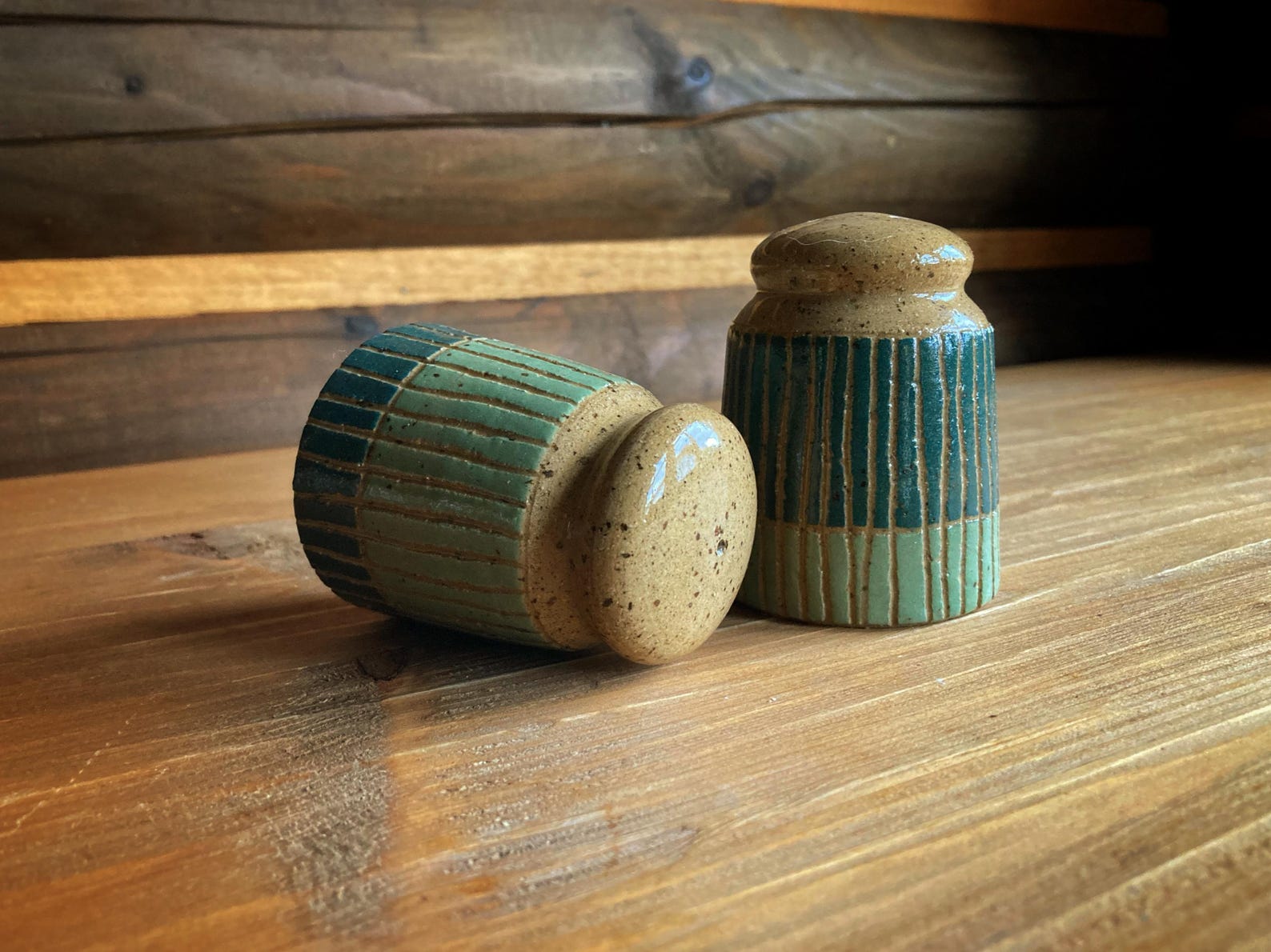 Handmade Salt and Pepper Shaker, 2 Pieces Set, Wheel Thrown, Ceramic ...
