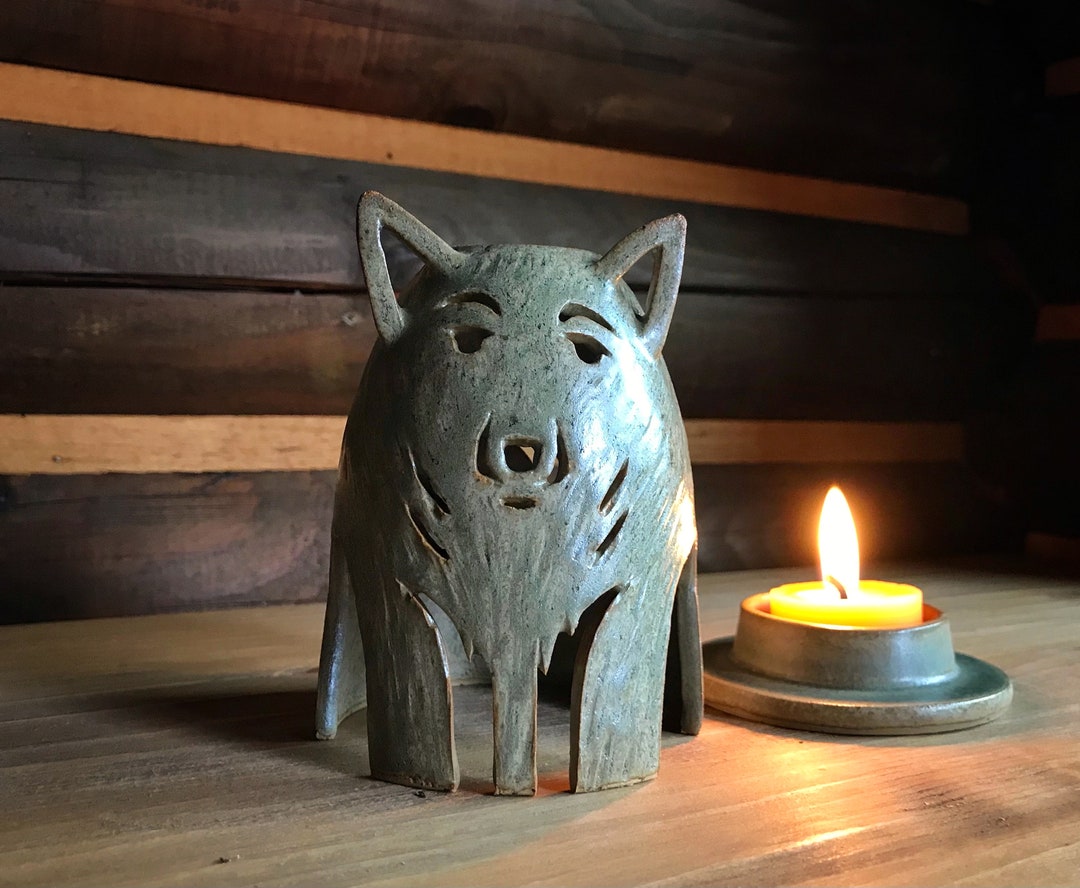 Handmade Lightwolf WHEATFIELD, Wheel Thrown, Ceramic Luminary, Luminary ...