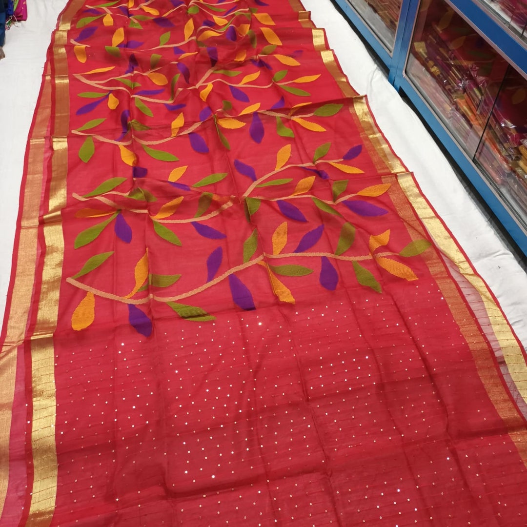 Indian Moslin Jamdani Saree - Etsy