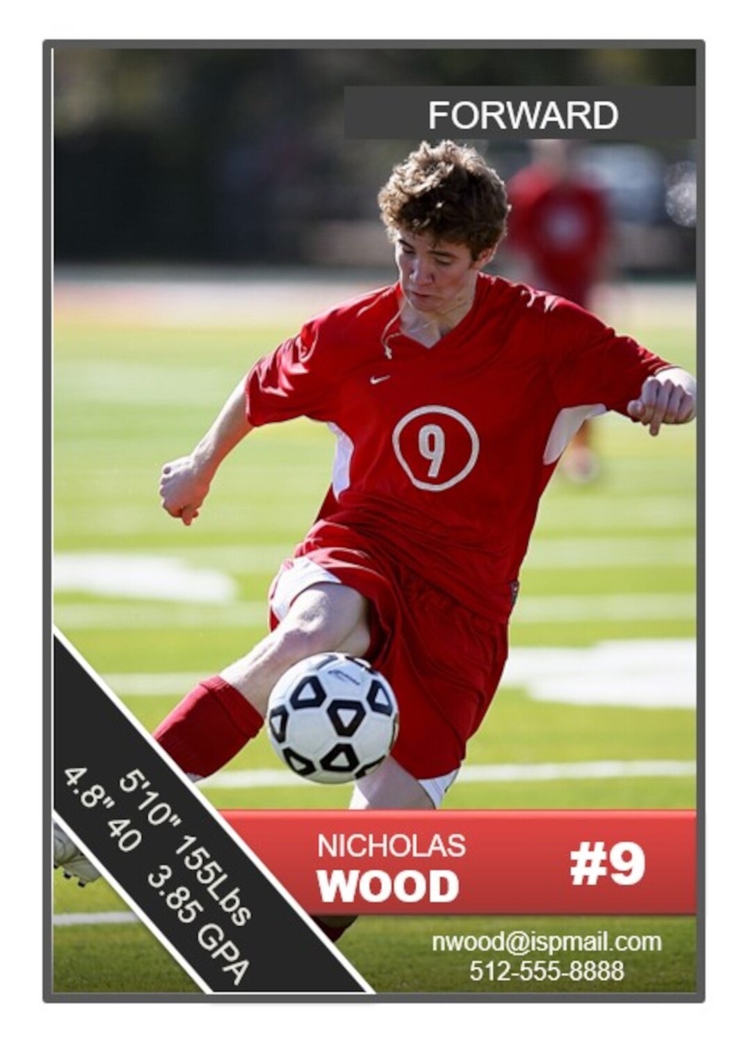 College Recruit Card | Soccer Bio | Soccer Resume | Soccer Stats ...