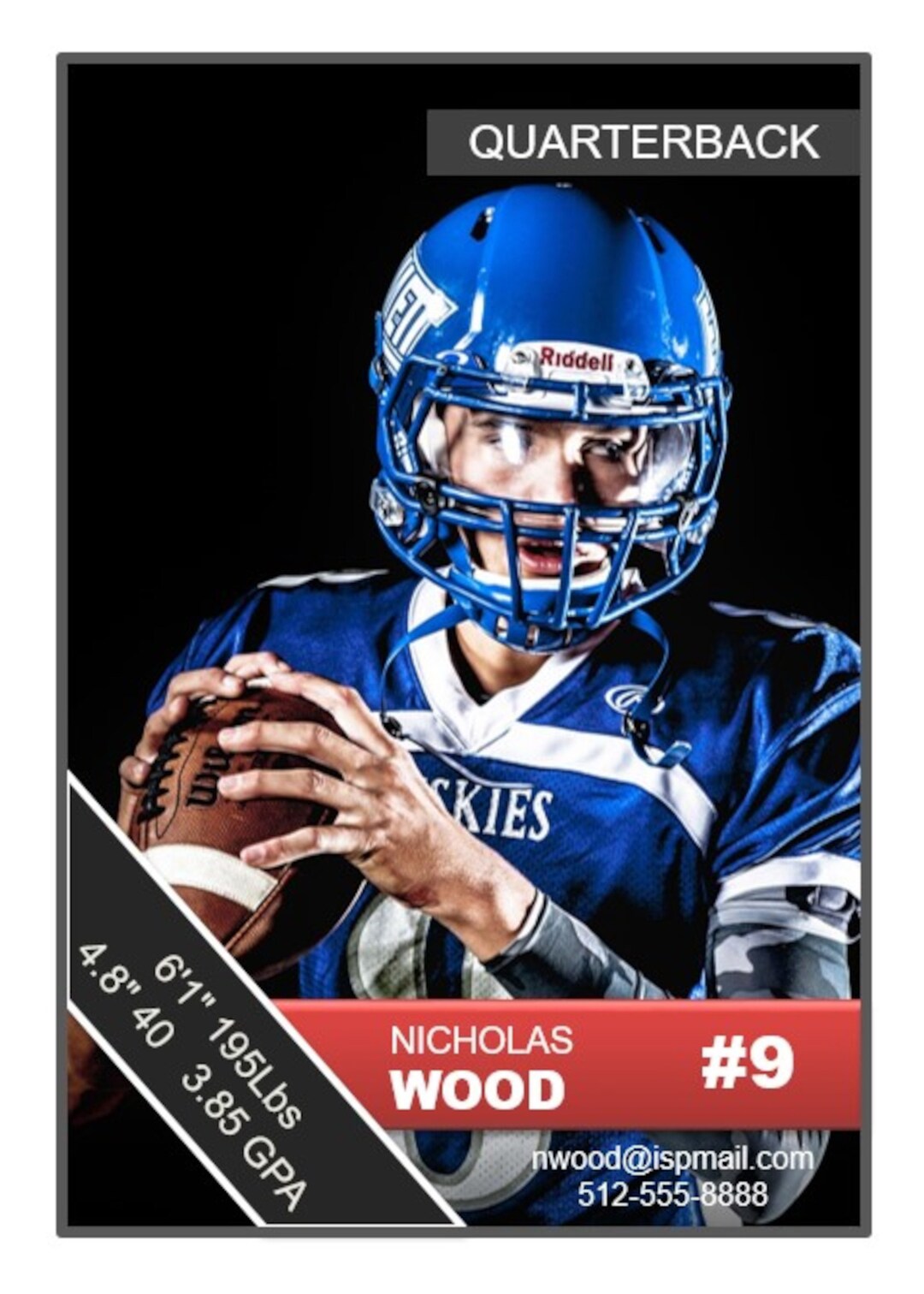Football College Recruit Card | Athlete Bio | Athlete Resume | Athlete ...