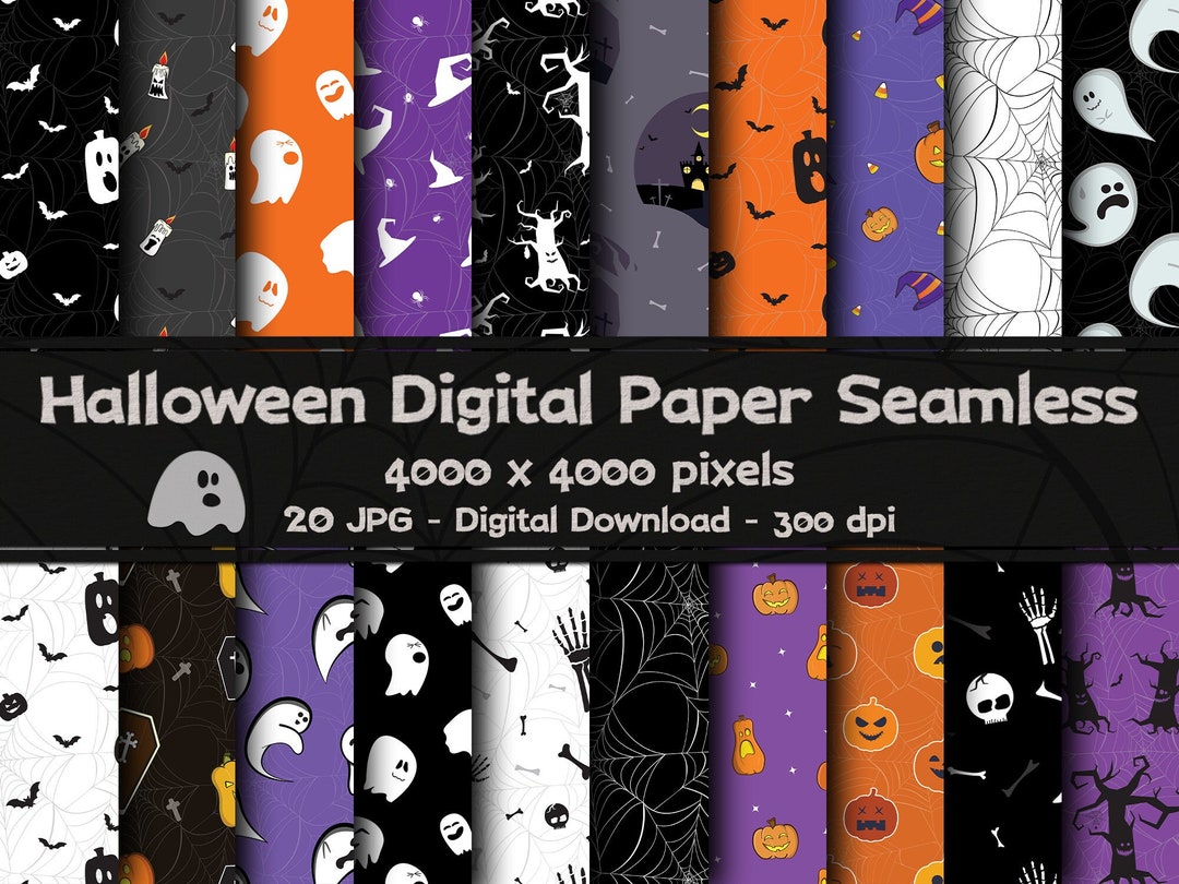Halloween Digital Paper, Seamless, Art Paper, Scrapbook, Instant ...
