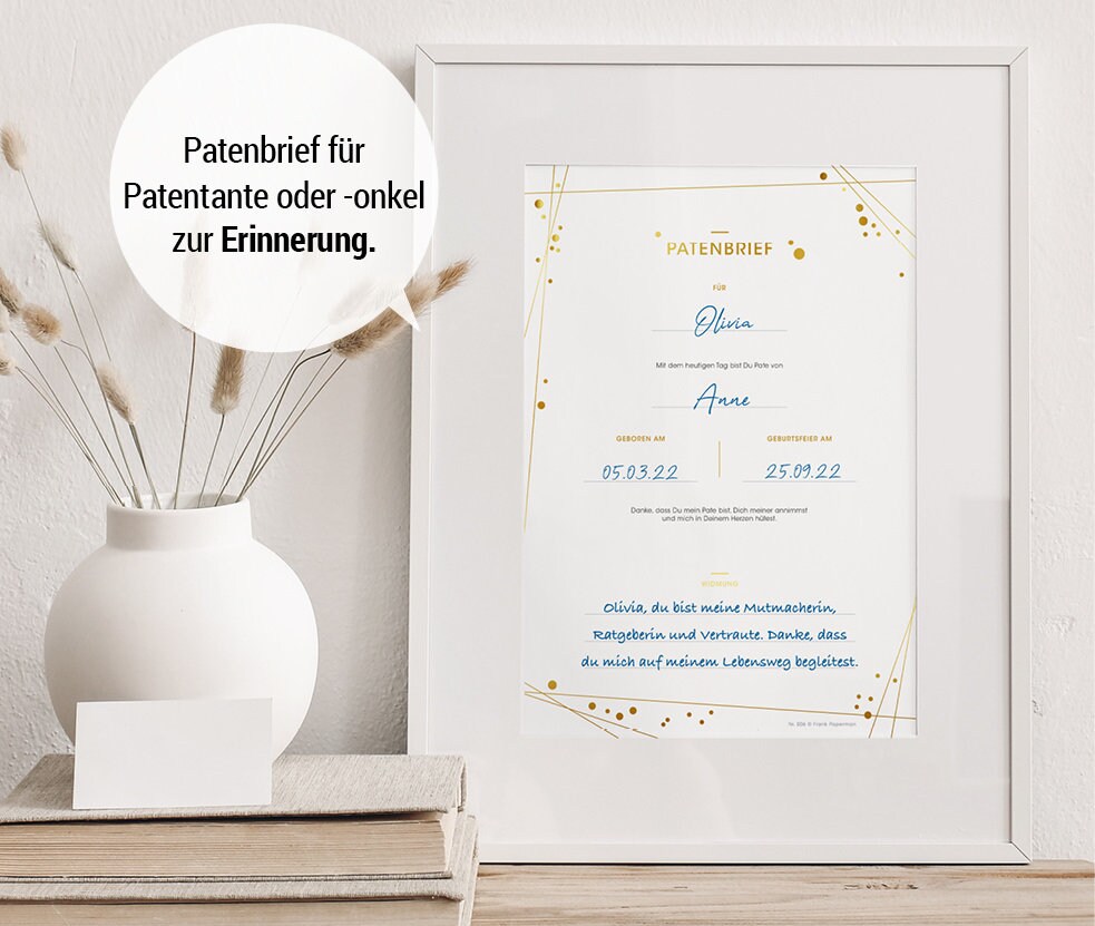 Frank Paperman Godparent Letter Godparents 3 Pieces in a Set Godchild's ...