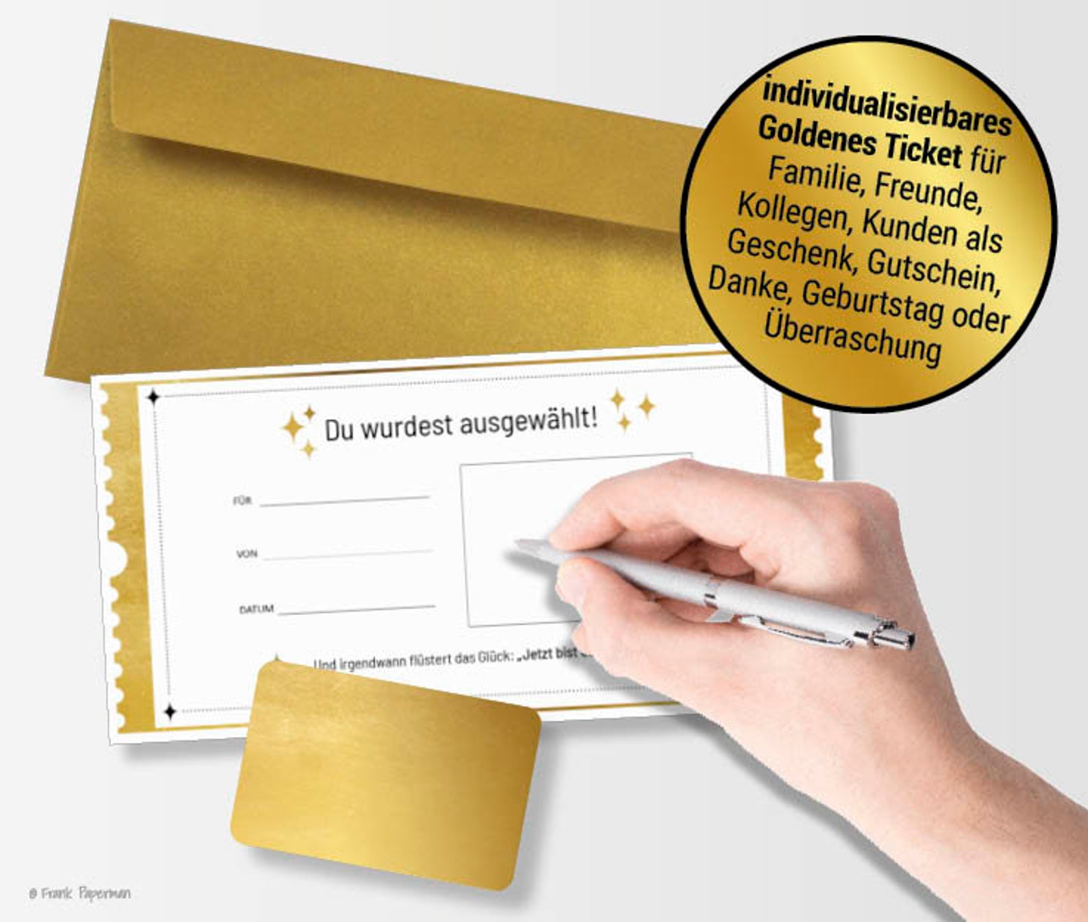 Frank Paperman® | Set Golden Ticket Voucher With Envelope & Scratch ...