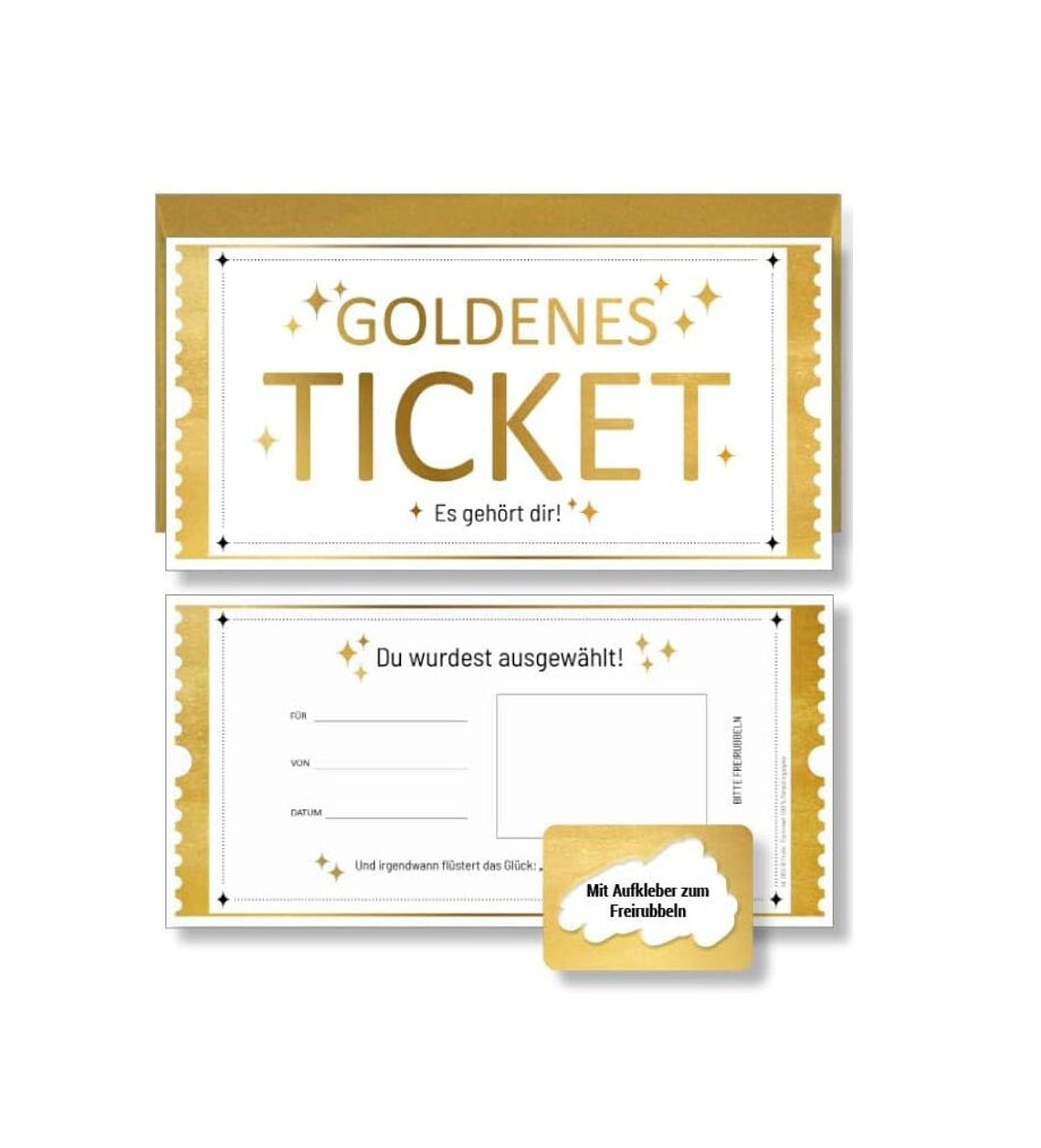 Frank Paperman® | Set Golden Ticket Voucher With Envelope & Scratch ...