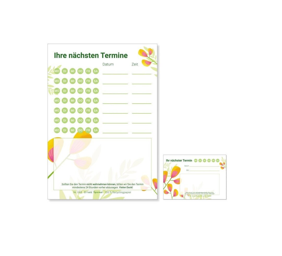 Frank Paperman | 600x Appointment Slips Doctors Floral | 12 × Pads 50 ...
