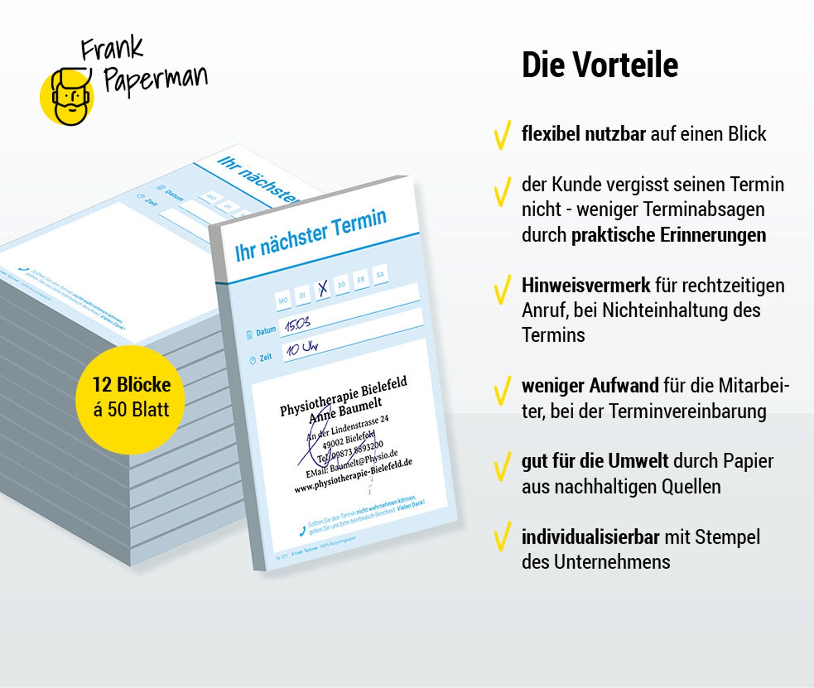 Frank Paperman | 600x Appointment Slips | 12 × Appointment Pads of 50 ...