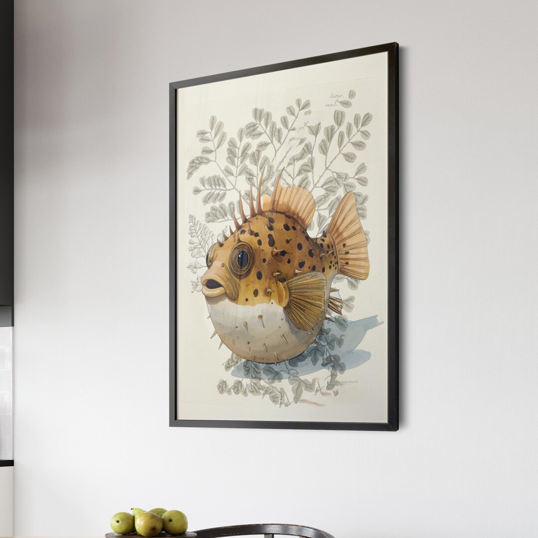 Colorful Fish Poster, Thin Striped Trendy Fish Aesthetic, Kitchen Wall ...