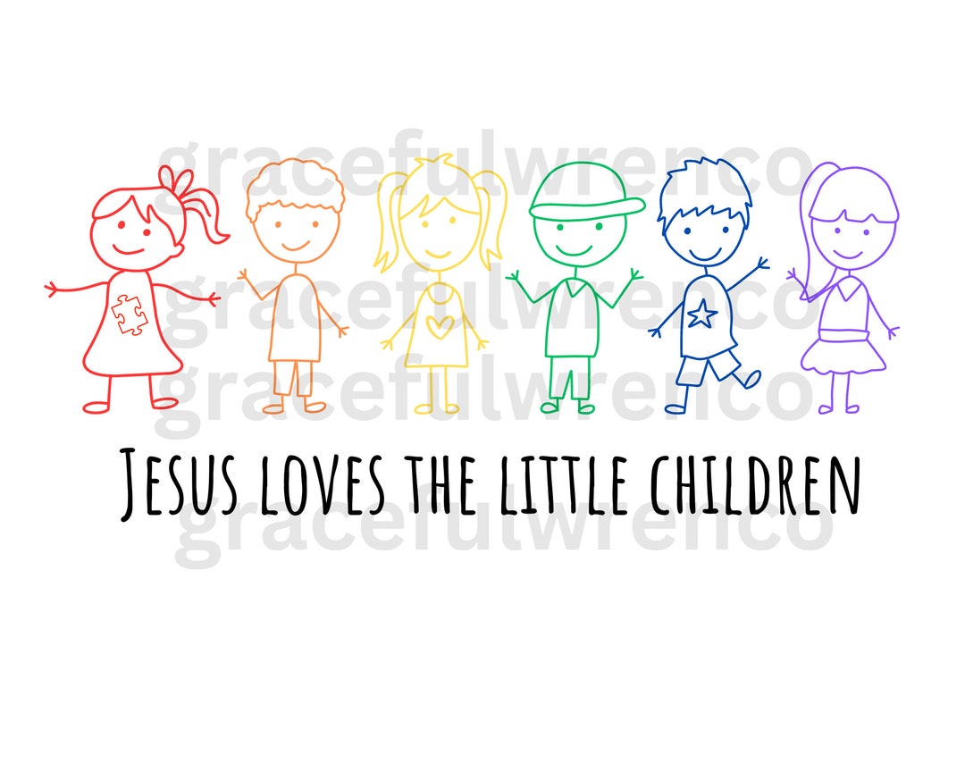 Jesus Loves the Little Children, Austism Awareness, Christian, Jpg, Png ...