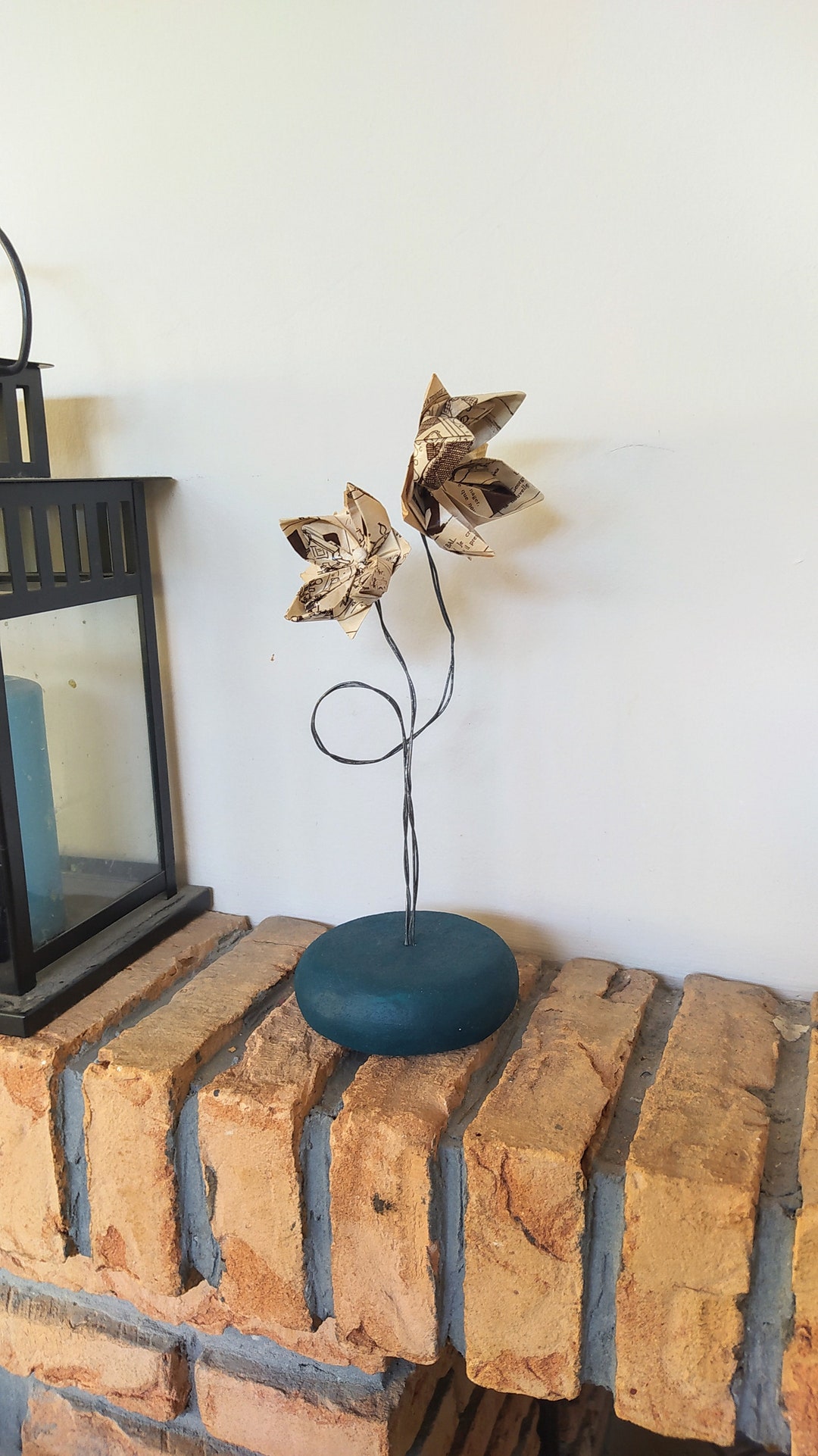 The Entwined Lotuses Blue Base Poetic Art Deco Flower in Clay and Paper ...
