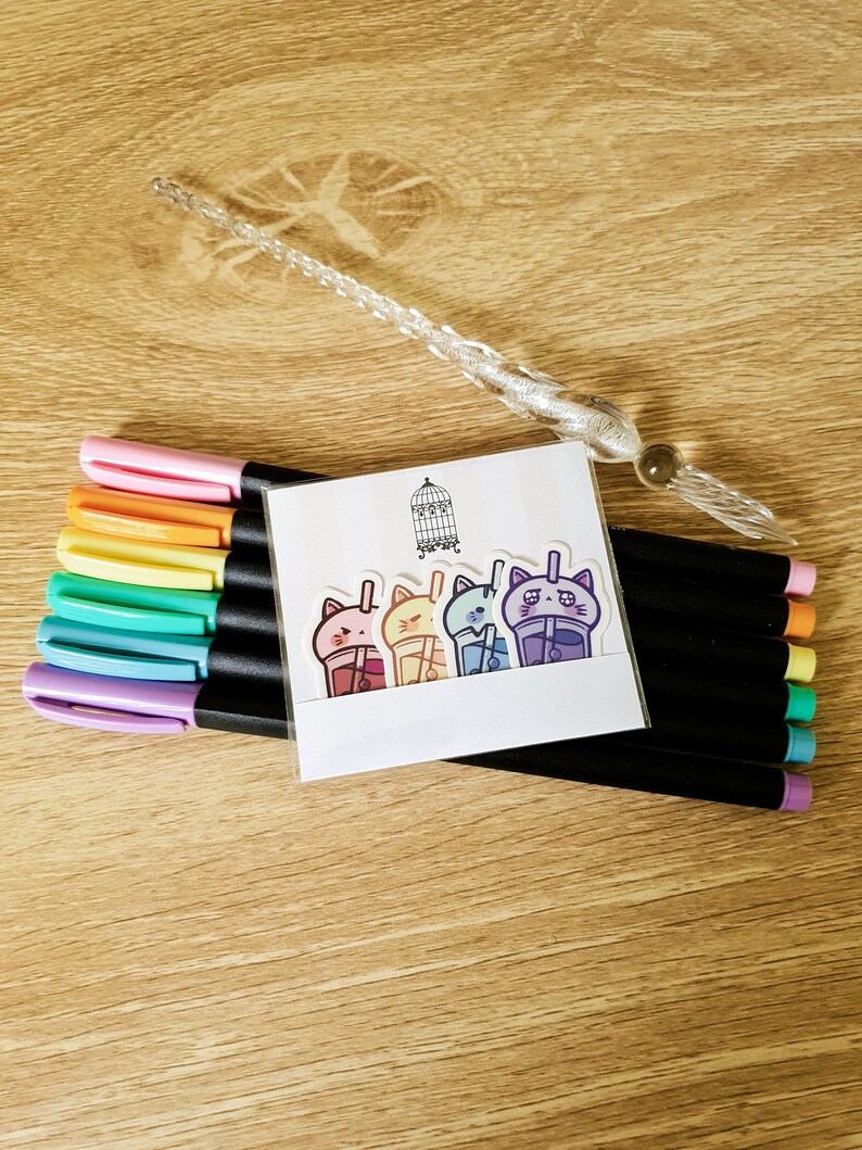Kawaii Boba Cats Vinyl Die-cut Sticker Set - Etsy