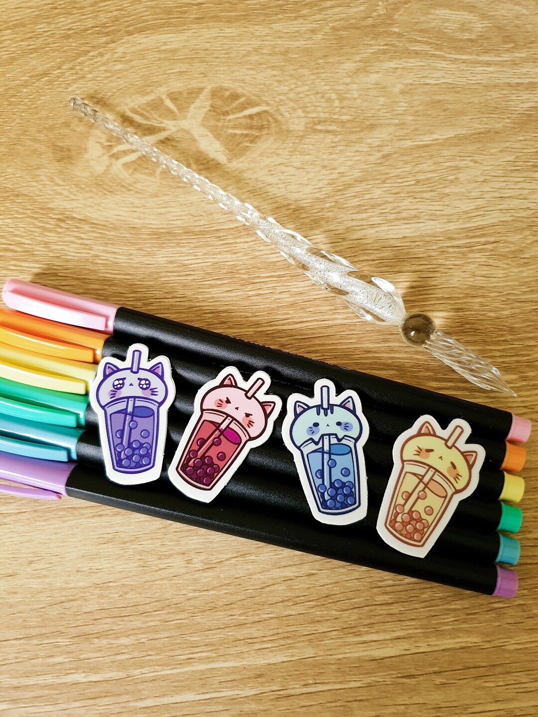 Kawaii Boba Cats Vinyl Die-cut Sticker Set - Etsy