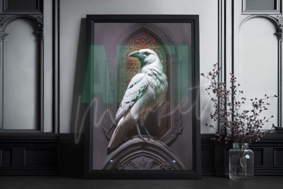 White Raven Gothic Digital Print, Raven Digital Print, Gothic Wall ...