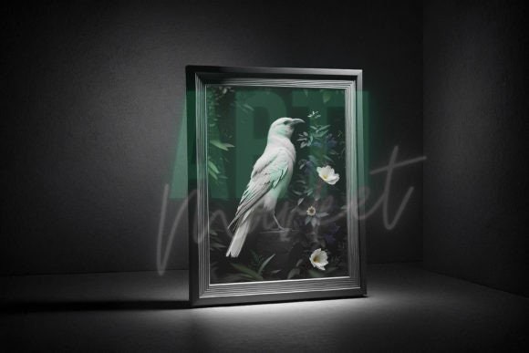 White Raven Gothic Digital Print, Raven Digital Print, Gothic Wall ...