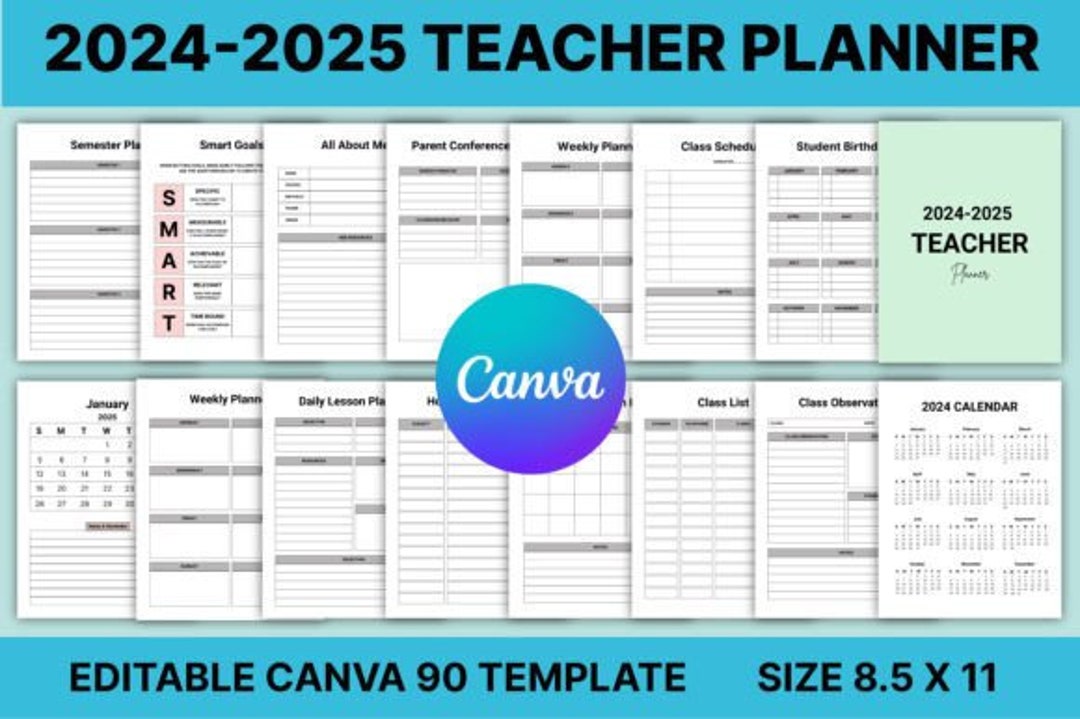 Editable 2024-2025 Teacher Planner, 90 Pages, Back to School, School ...