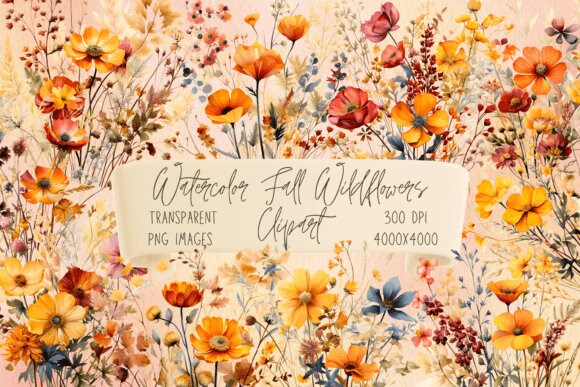 Watercolor Fall Wildflower Clipart, Fall Wildflowers, 10 Wildflower PNG ...