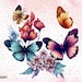 Retro Butterflies and Flowers Watercolor Clipart, Watercolor Spring ...
