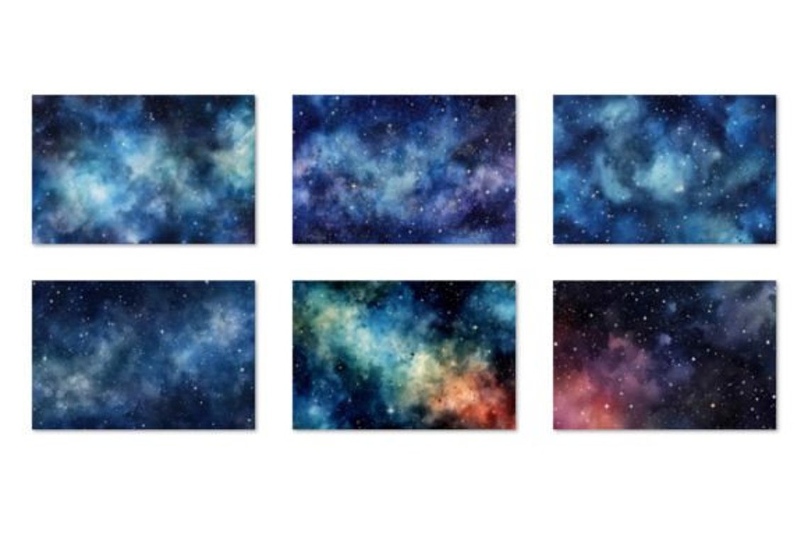 Starry Night Sky Watercolor Backgrounds, Watercolor Backgrounds Digital ...