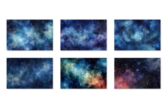 Starry Night Sky Watercolor Backgrounds, Watercolor Backgrounds Digital ...