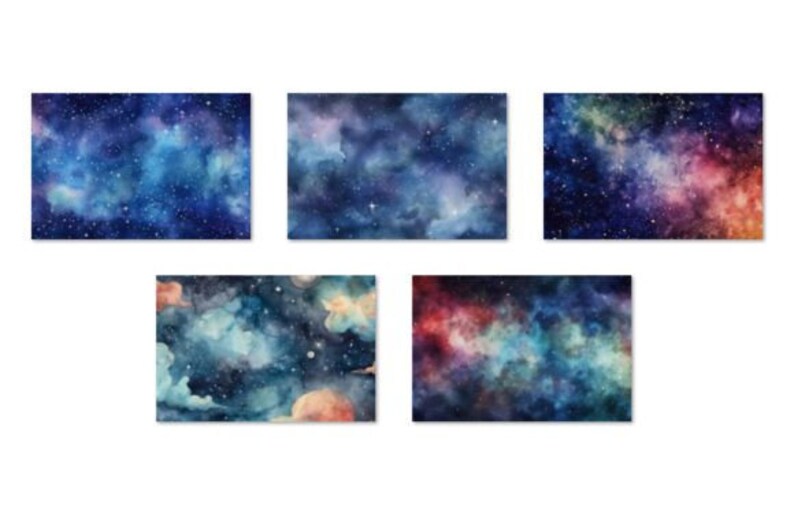 Starry Night Sky Watercolor Backgrounds, Watercolor Backgrounds Digital ...