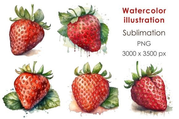Watercolor Strawberry PNG Clipart, Dessert Clipart, Strawberry Cake ...