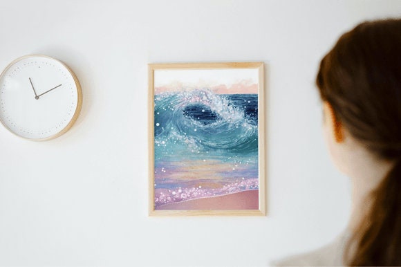 Watercolor Ocean Waves Digital Paper, Printable Watercolor Digital Art ...