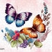 Retro Butterflies and Flowers Watercolor Clipart, Watercolor Spring ...