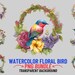 Watercolor Floral Bird PNG Clipart, Spring Clipart, Birds Clipart, Bird ...