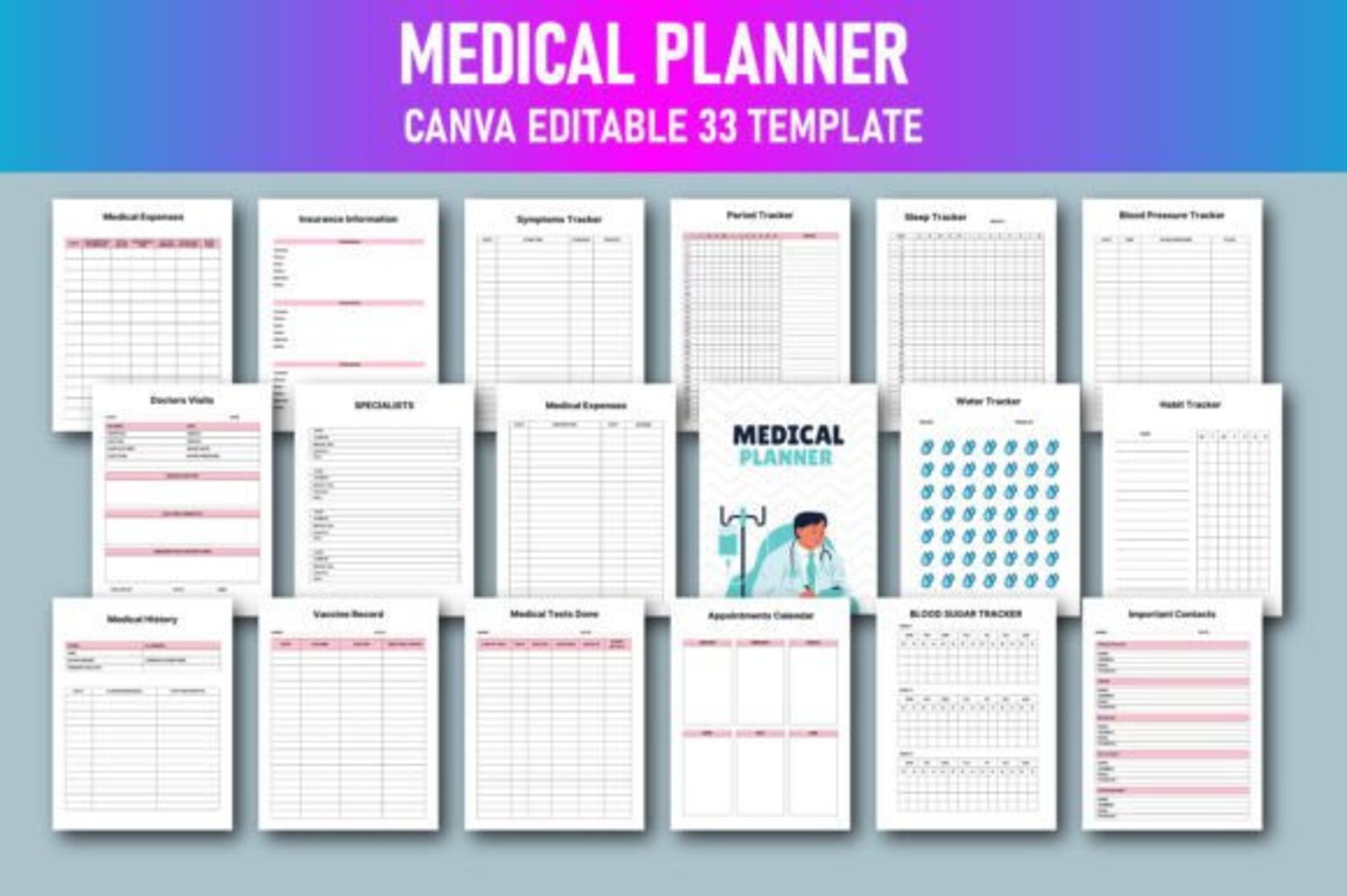 Editable Medical Planner, Medical Planner Printable, Medical Binder ...