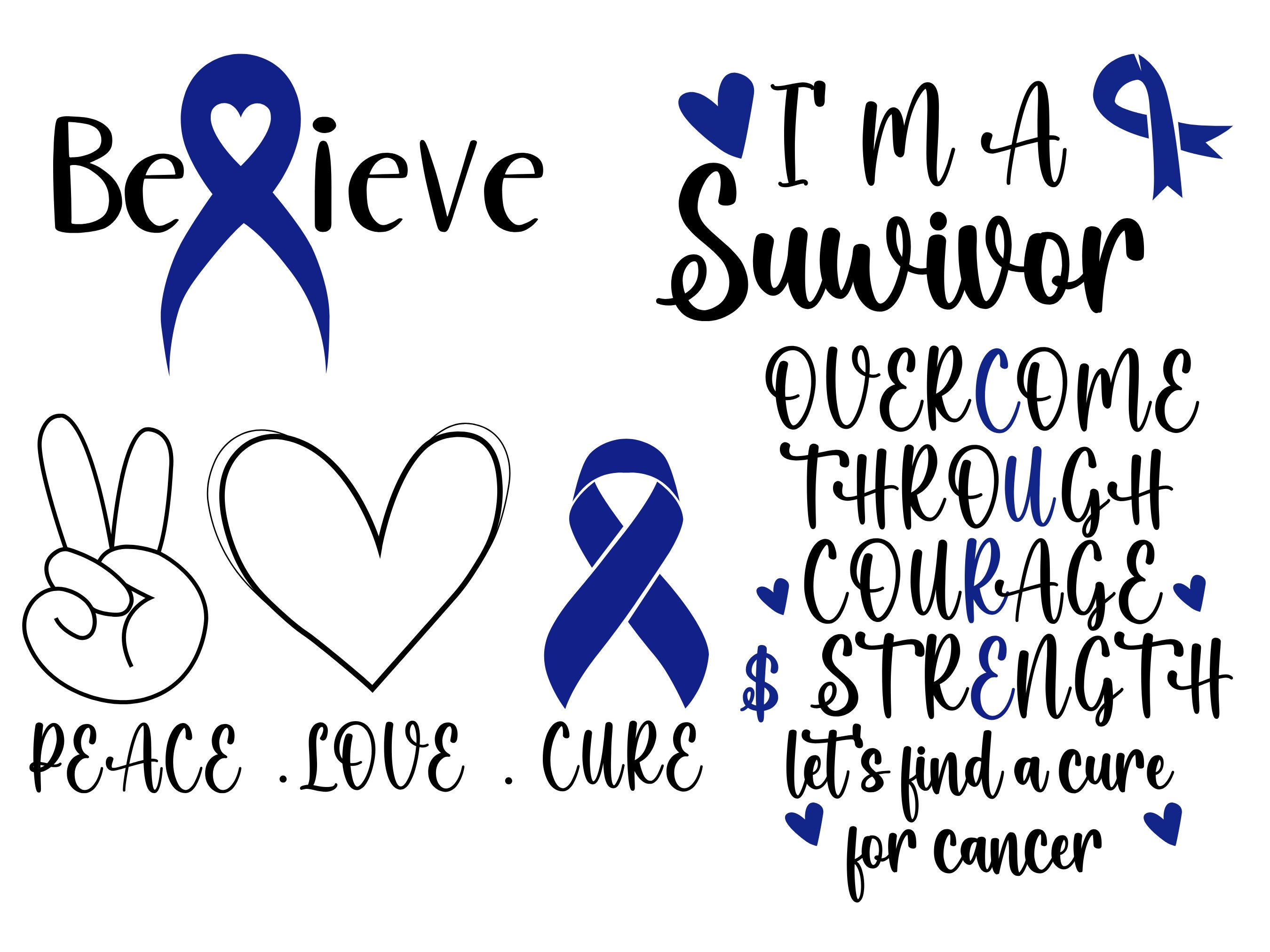 Colon Cancer Svg, Cancer Awareness, Cancer Ribbon Svg, Blue Ribbon Svg ...