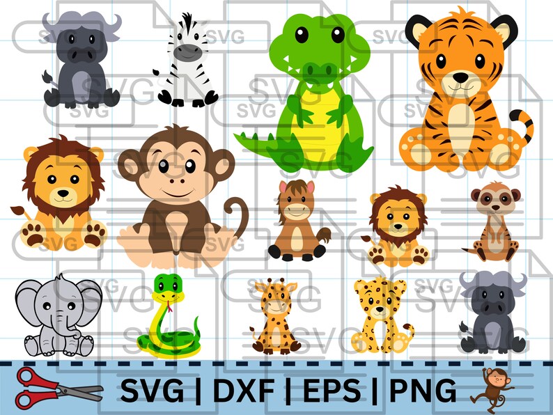 12 Safari Animals SVG Bundle, Zoo Animals Svg, Baby Animals Svg, Farm ...