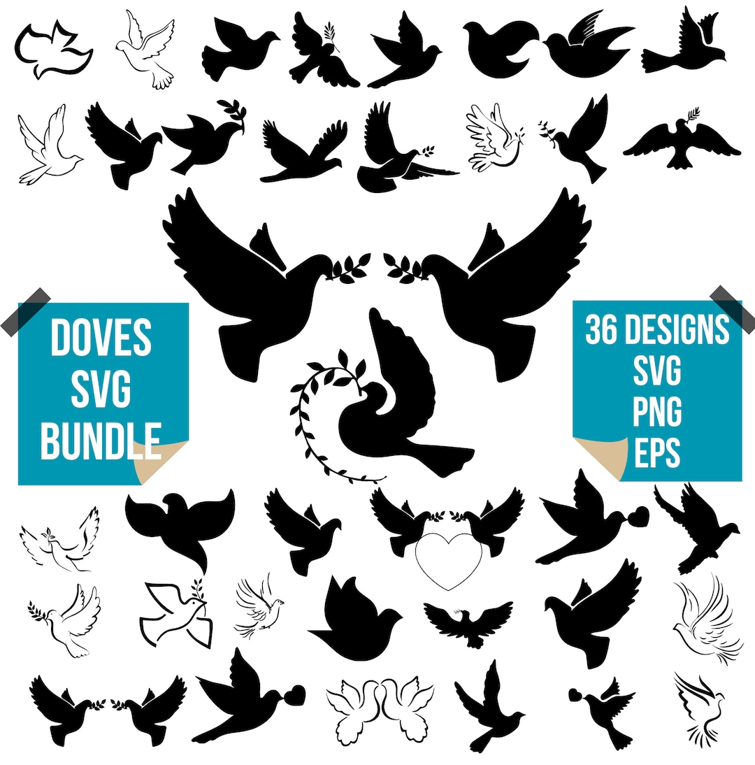36 Dove Svg, Bird Svg, Peace Svg, Doves Svg, Dove Silhouette, Dove ...