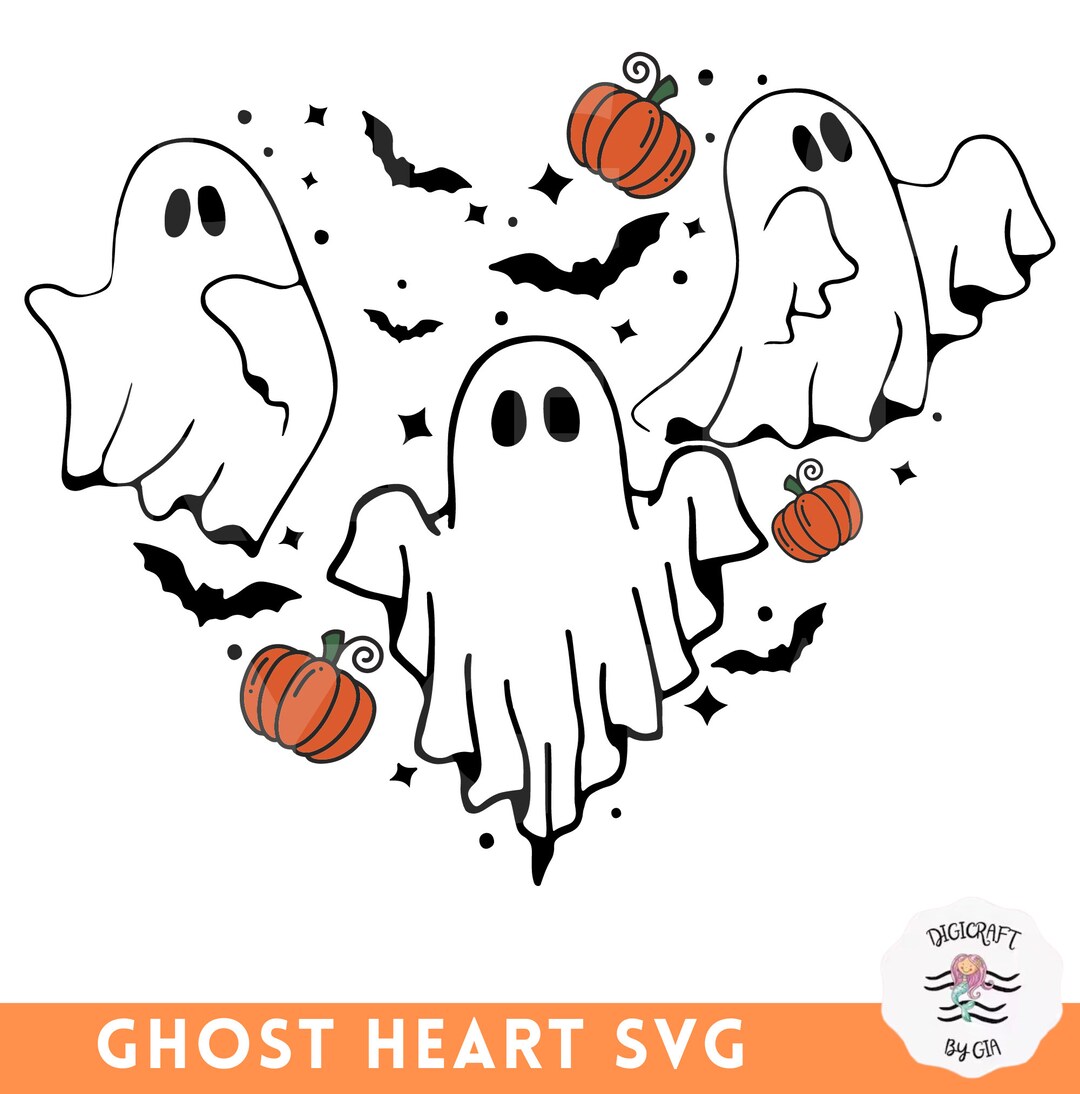 Ghost Heart SVG Ghost Clip Art Halloween Svg Spooky Season - Etsy UK