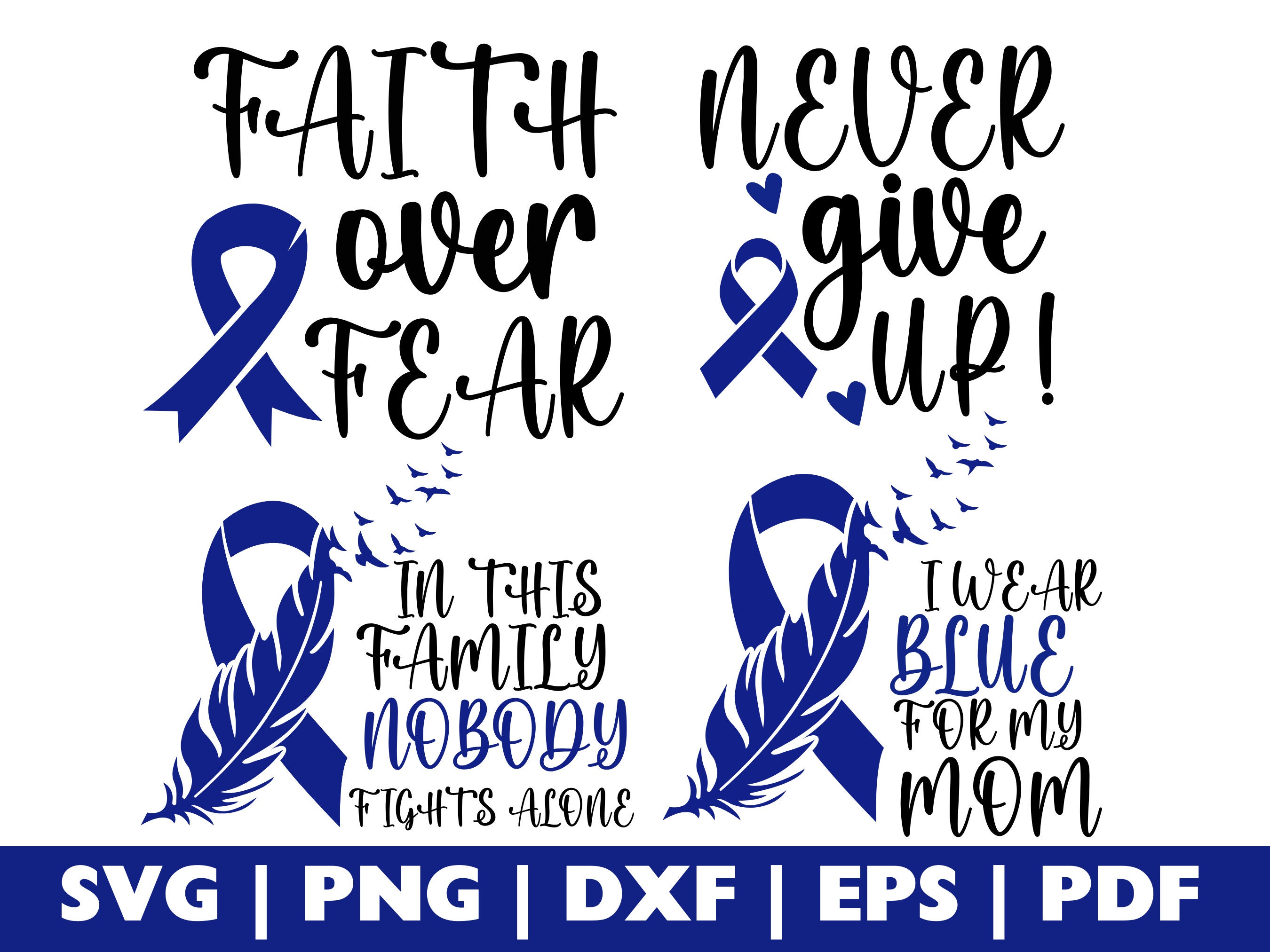 Colon Cancer Svg, Cancer Awareness, Cancer Ribbon Svg, Blue Ribbon Svg ...